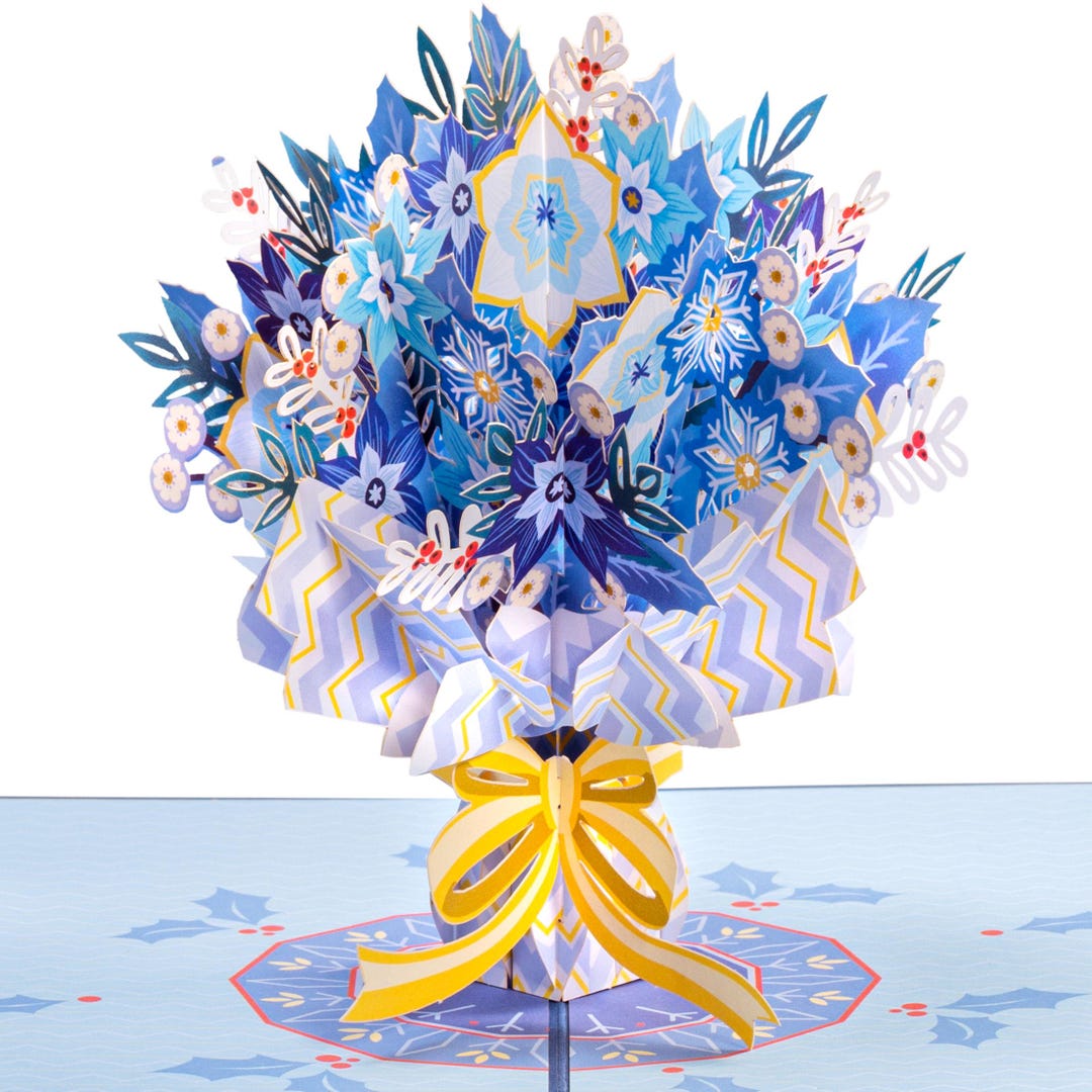 Paper Love Winter Pop up Card, 3D Magic Bouquet, Gift for Winter ...