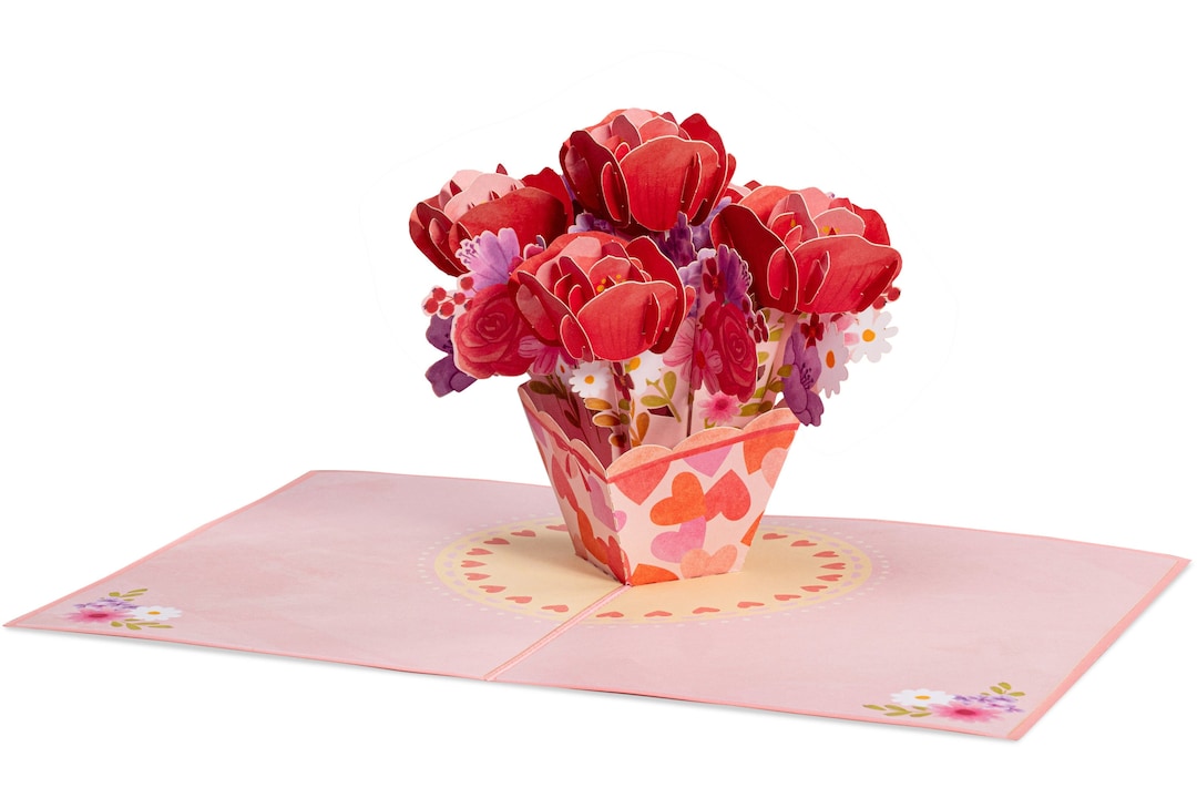 Pop of Art 3D Roses Pop up Card, for Love, Get Well, Thank You, All ...