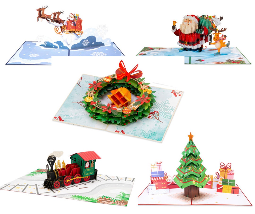 Paper Love Christmas Pop up Card Bundle, 5 Pack, Greeting Cards With ...