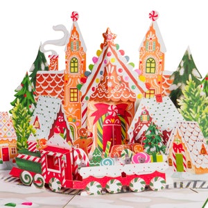 Paper Love Gingerbread Town Pop up Card, Handmade 3D Popup Greeting ...