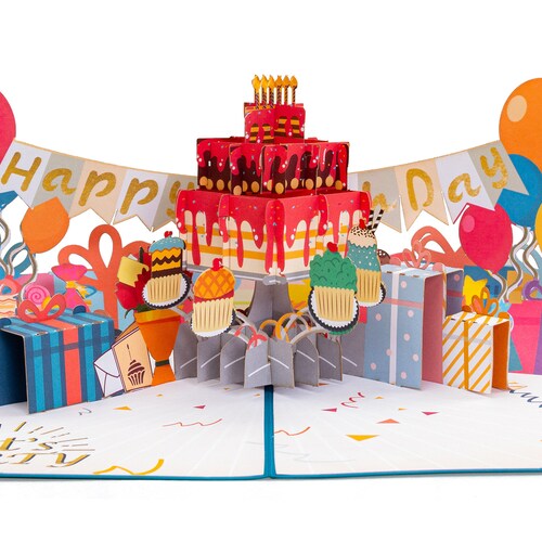 Paper Love Happy Birthday Balloons Pop up Card Handmade 3D - Etsy