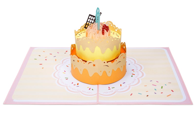 Paper Love Birthday Cake Pop up Card, 3D Popup Greeting Cards, for ...