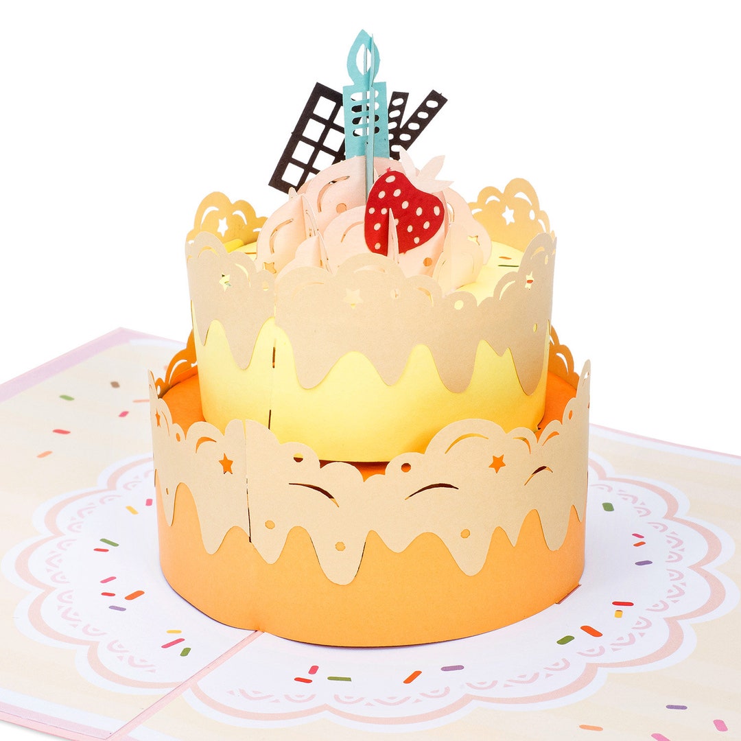 Paper Love Birthday Cake Pop up Card, 3D Popup Greeting Cards, for ...