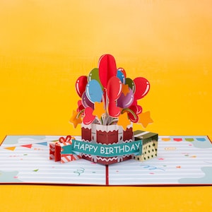 Paper Love Happy Birthday Balloons Pop Up Card Handmade 3D | Etsy