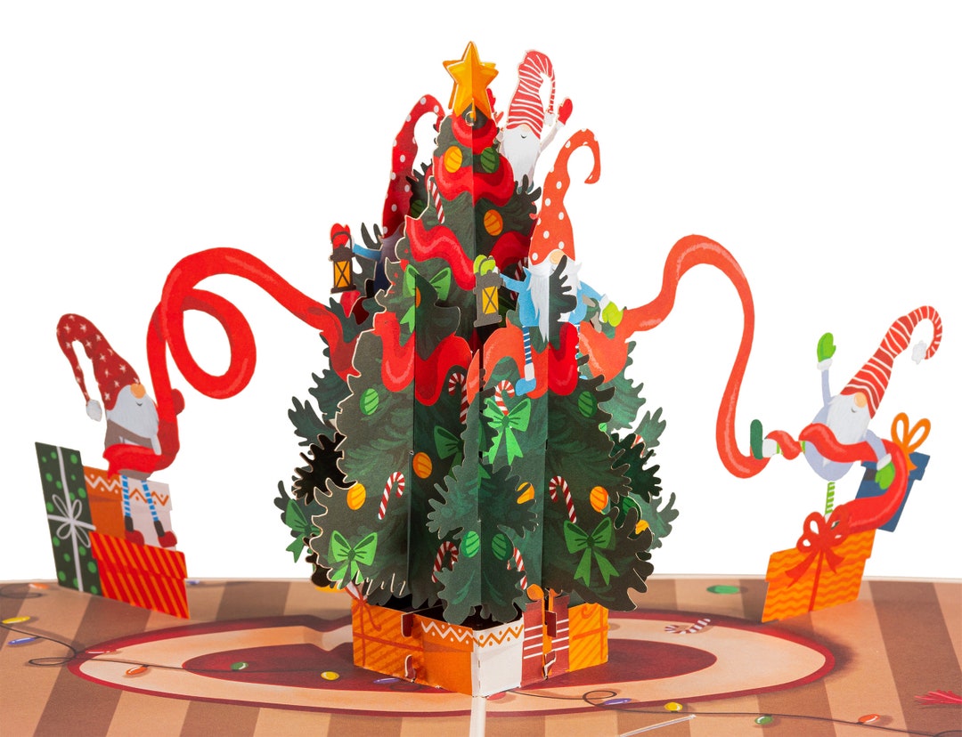 Santa Dwarfs Christmas Tree Pop up Card, Holiday Greetings (5x7 Cover ...