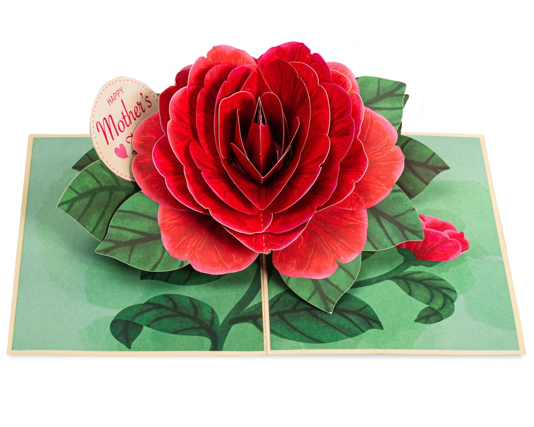 Pop of Art 3D Pop up Mother’s Day Card, Red Camellia, for Mom, Wife ...