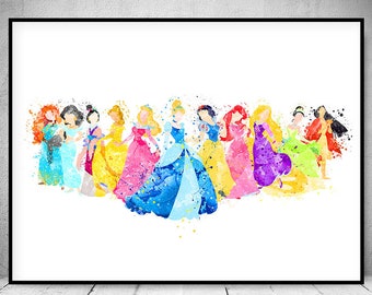 Princess watercolor | Etsy