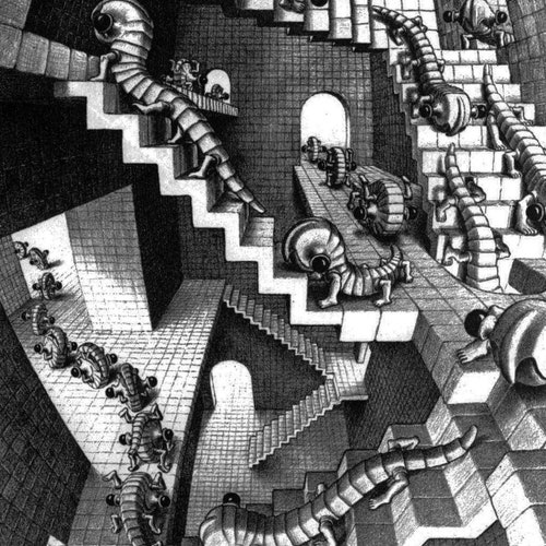 MC Escher House of Stairs Fine Art Print 35x70cm Giclee - Etsy