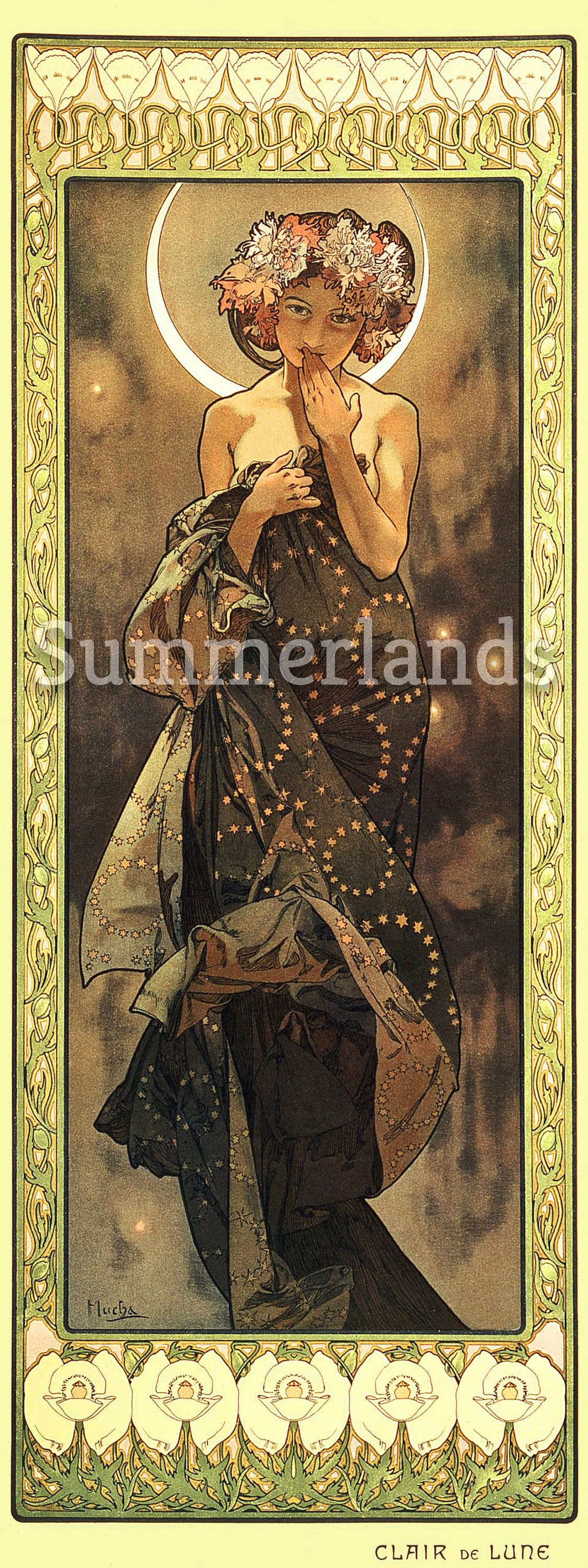 Alphonse Mucha the Moon Fine Art Print 30x80cm Giclee - Etsy