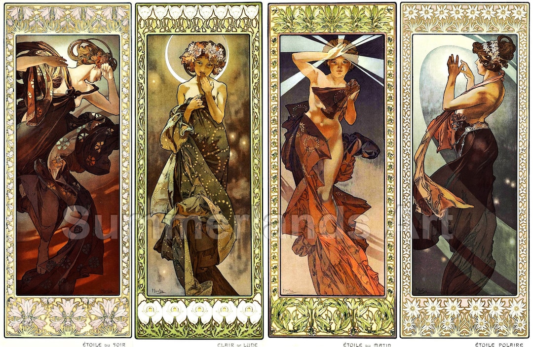 Alphonse Mucha Moon and Stars, Fine Art Print, 70x45cm, Giclee Gallery ...