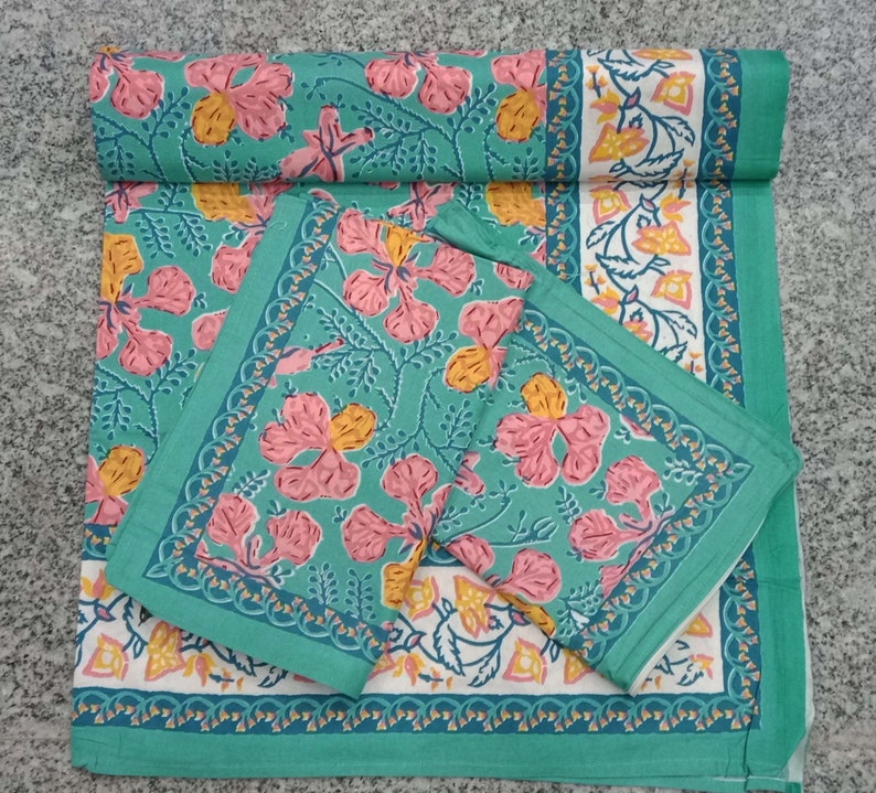 New Hand Print Bedspread With Pillow Cover Hand Block Print - Etsy