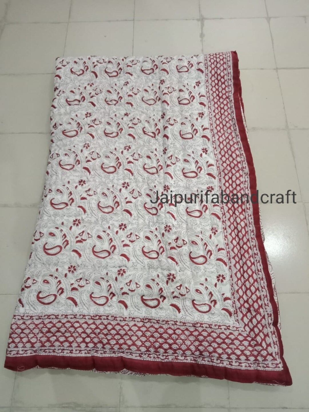 Reversible Cotton Quilt Hand Block Print Quilt Soft Cotton Rajai Sofa ...