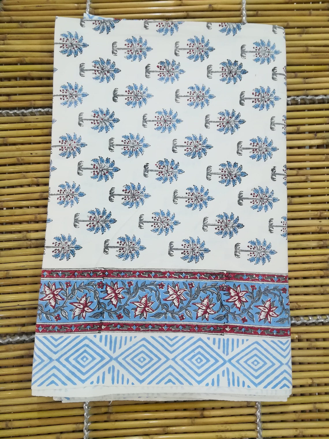 Gift Palm Tree Indian Hand Block Print Bedding Flat Sheet - Etsy