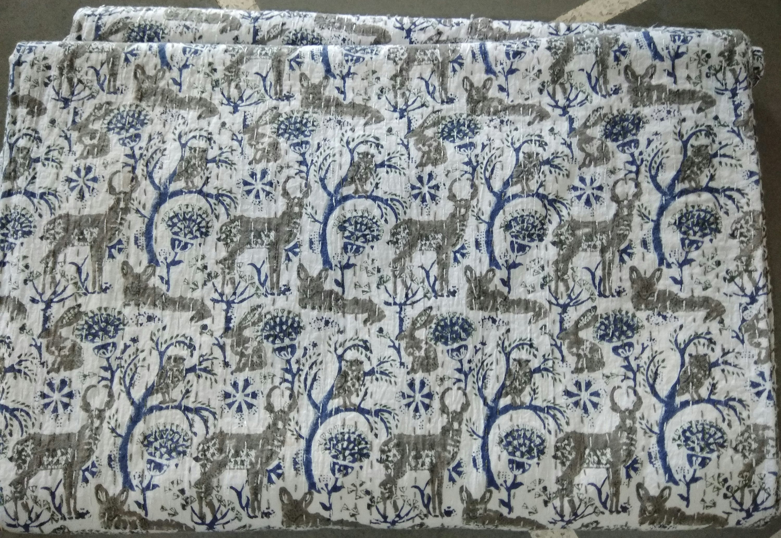 Animal Block Print Bed Cover Cotton Bedspread Blanket Throw - Etsy