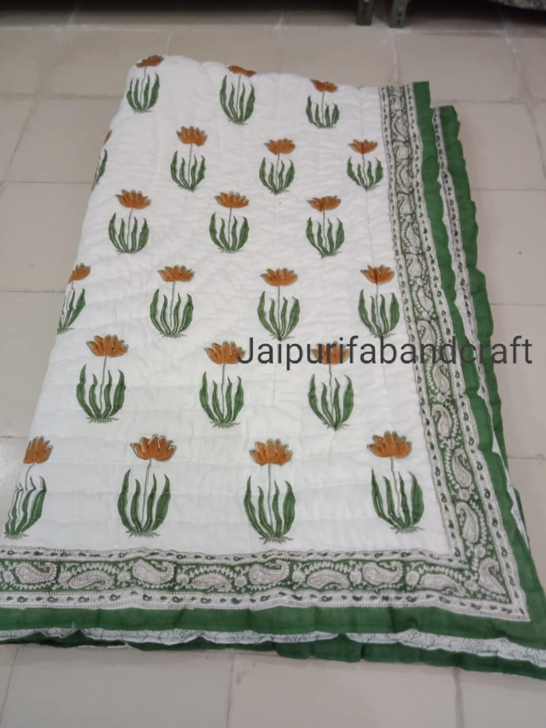 Hand Block Print Quilt Soft Cotton Rajai Sofa Cover Quilt Decor Art ...