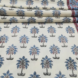 Gift Palm Tree Indian Hand Block Print Bedding Flat Sheet Cotton ...