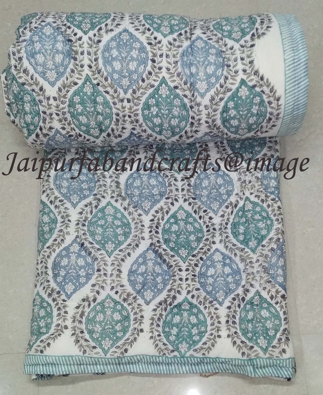 Handmade Block Print Quilt New Print Cotton Quilt Home Decor Quilts ...