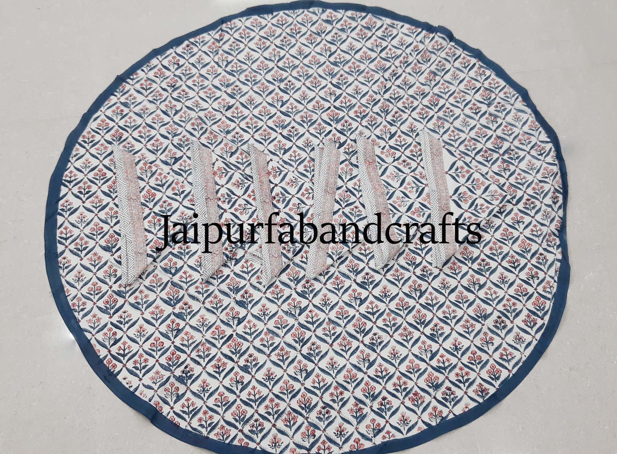 Floral Round Tablecloth Flower Design Hand Block Printed Home - Etsy