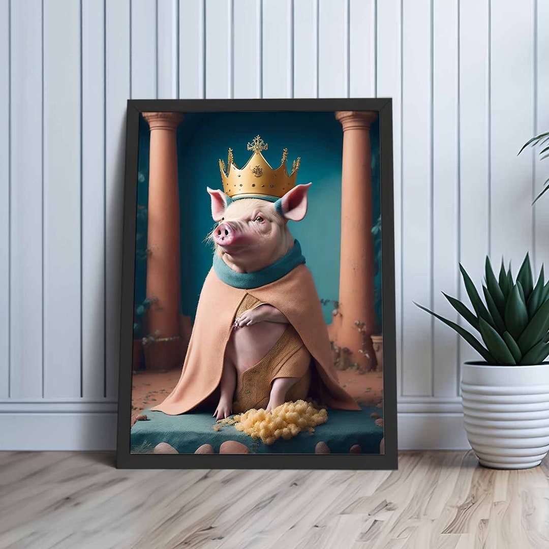 Pig King Royal Family Poster Piggie Wall Art Funny Hog Prints - Etsy
