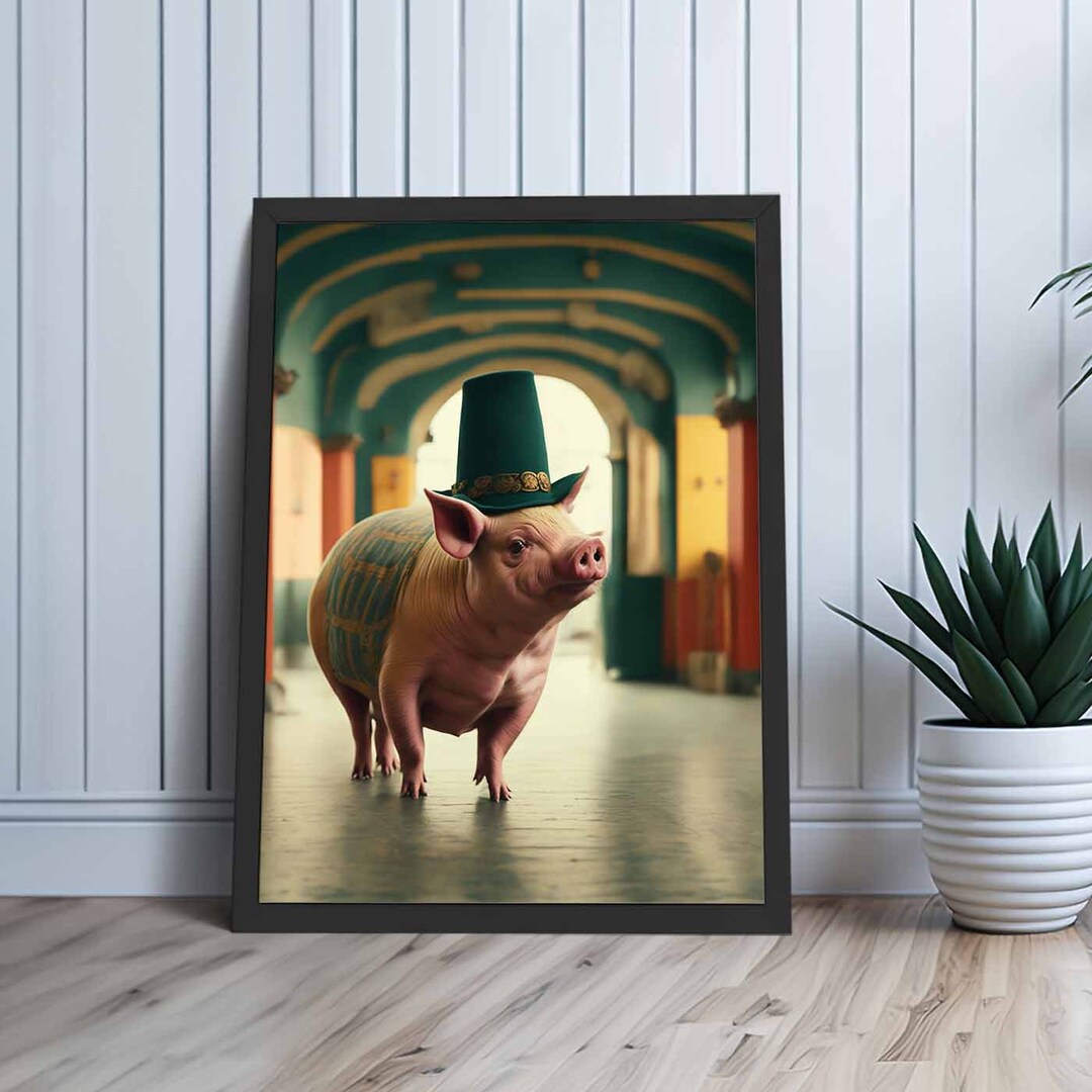 Pig Hog Poster Pet in Suit Funny Pig Poster Fine Art Poster Swine Print ...