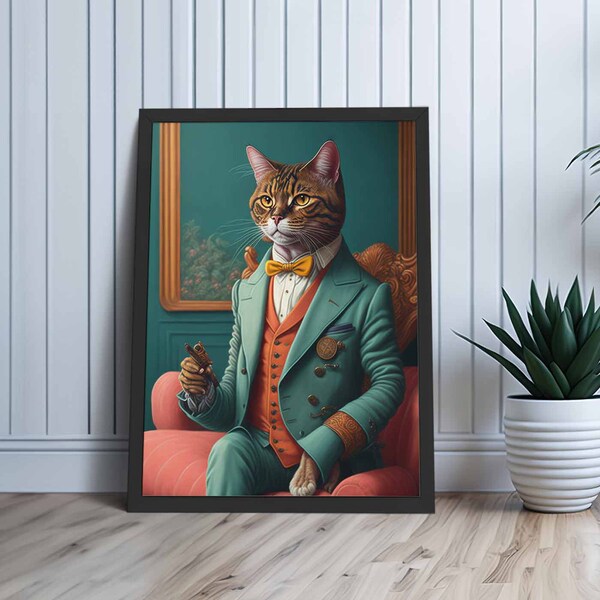 Whimsical Cat Print - Etsy