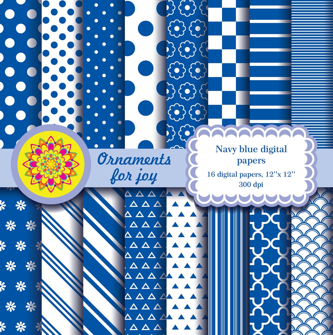 Bright Blue Scrapbook Papers,navy Blue Digital Scrapbook Paper, Navy ...