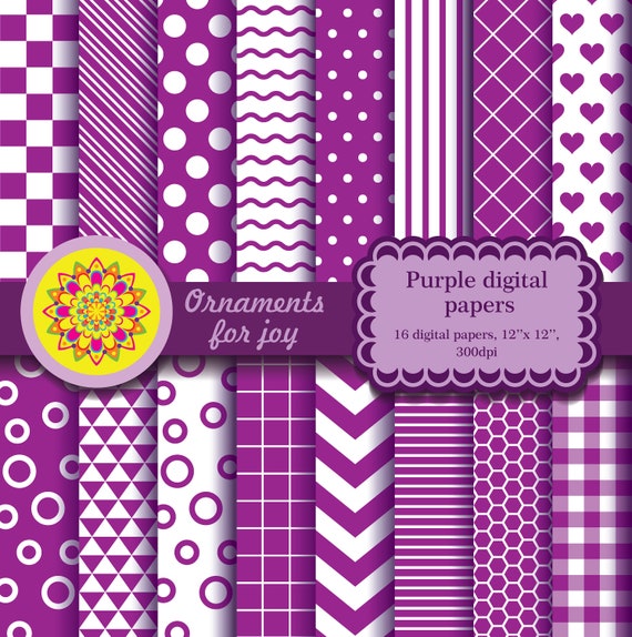Colorful Bright Purple and White Digital Papers Polka Dots | Etsy
