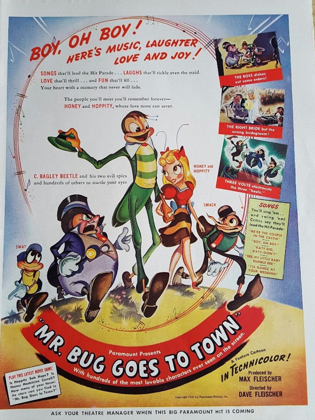 1941 " Mr. Bug Goes to Town " Movie Poster Paramount Pictures C Bagley ...