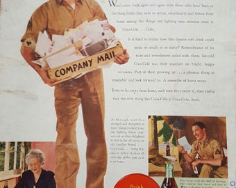 1943 WW2 Vintage Coca Cola Coke ad War Effort Coal Stoker | Etsy