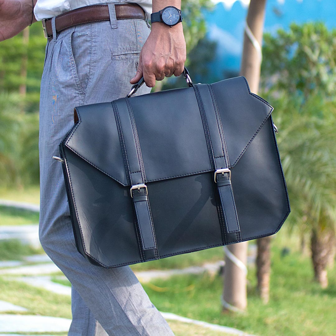 Leather Satchel Bag: Timeless Black Design (fits 14-15.6” Laptop) - Etsy