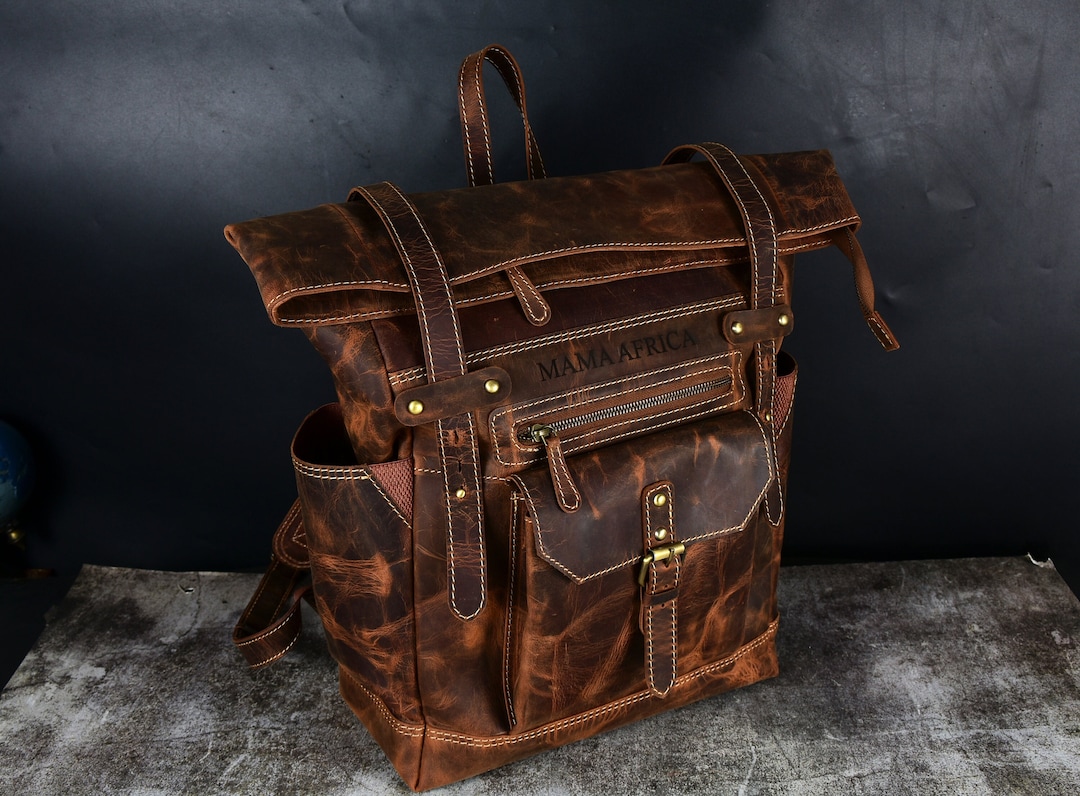 Personalized Leather Backpack Leather Shoulder Bag Handmade Leather ...