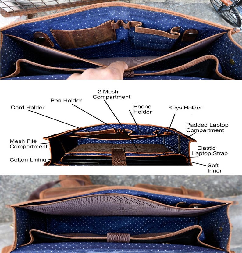 Handmade Full-grain Leather Zipper Satchel – Rustic Laptop Messenger ...