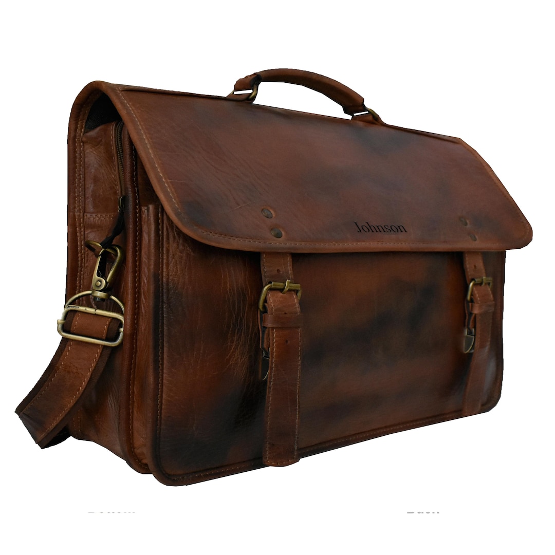 Handmade Full-grain Leather Zipper Satchel – Rustic Laptop Messenger ...