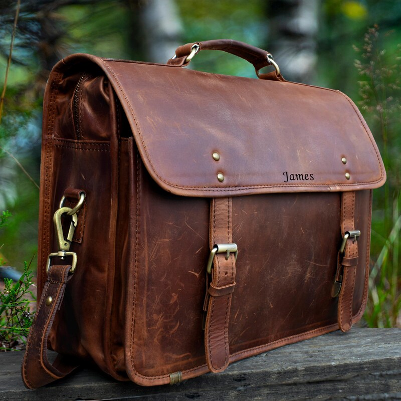 Leather Laptop Bag - Etsy
