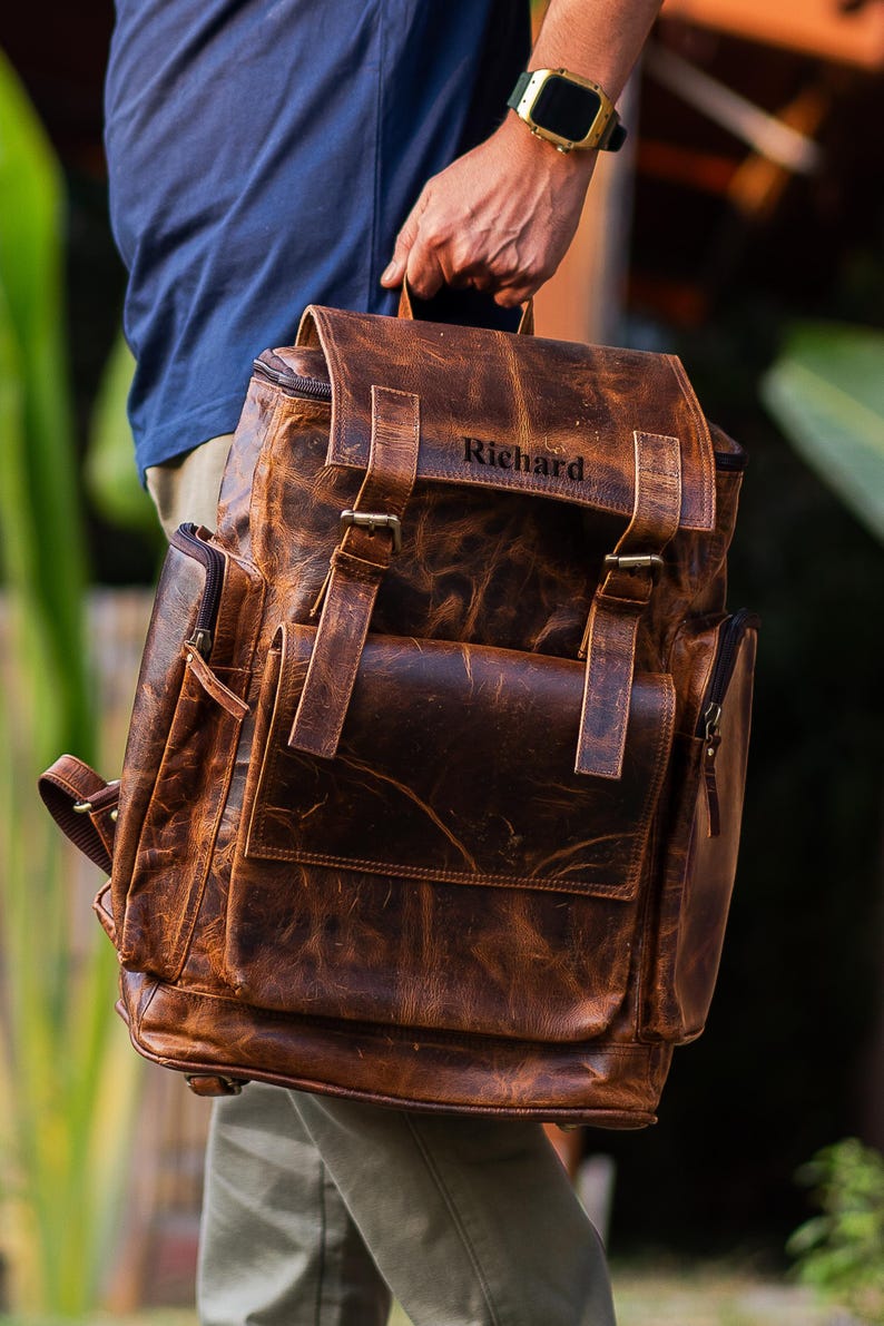 Leather Travel Bag | Rustic Rucksack | Traveler Backpack | Brown ...