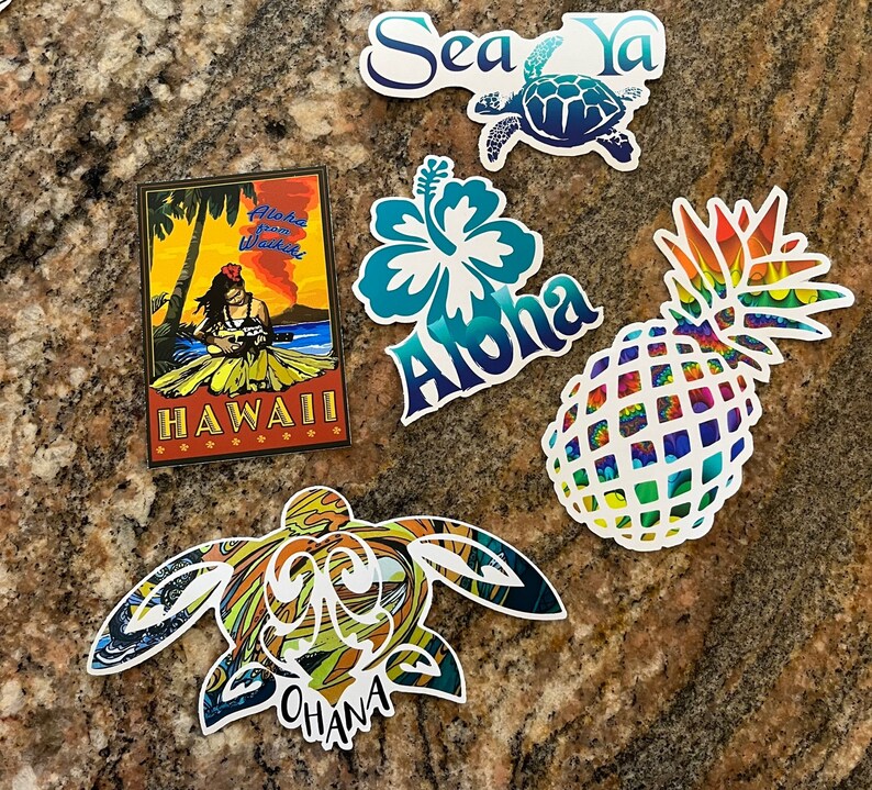 Aloha Sticker Pack - Surf Hawaii Aloha Shaka Ohana Islands Waves Sea ...