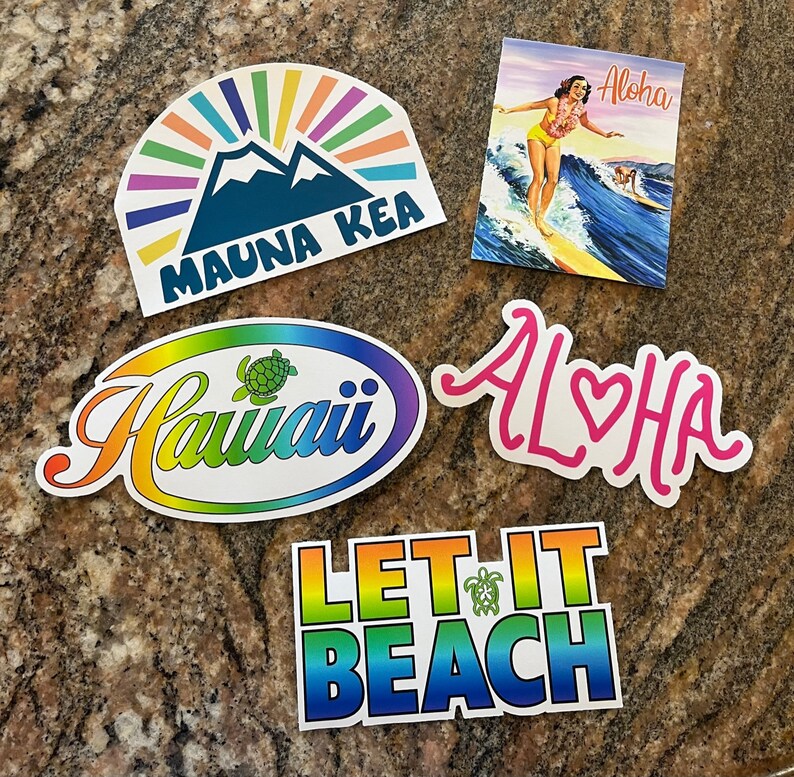 Aloha Sticker Pack - Surf Hawaii Aloha Shaka Ohana Islands Waves Sea ...