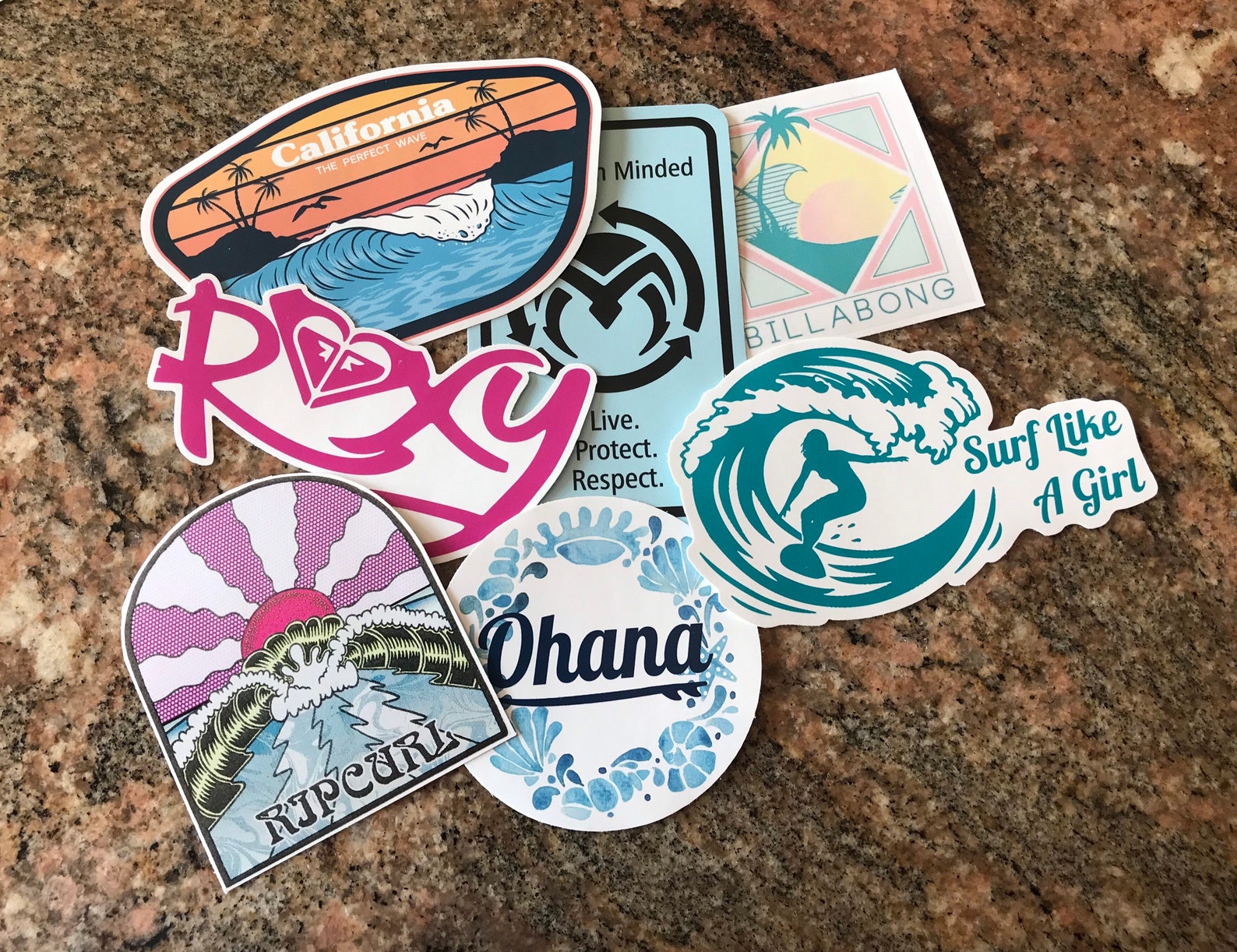 Surf Sticker Pack Roxy Rip Curl Billabong Reef Surfer Girl Surfing - Etsy