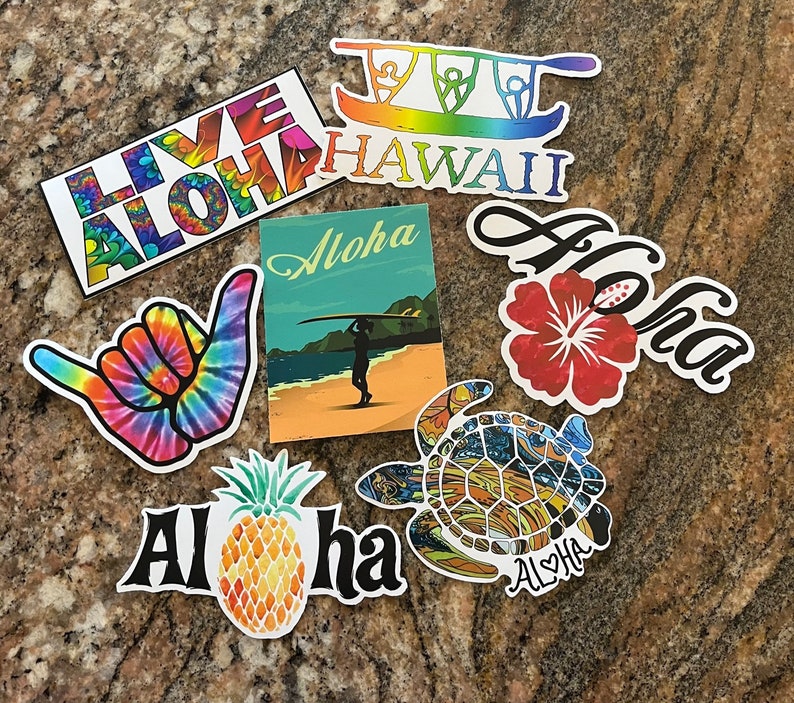 Aloha Sticker Pack Surf Hawaii Aloha Shaka Ohana Islands - Etsy