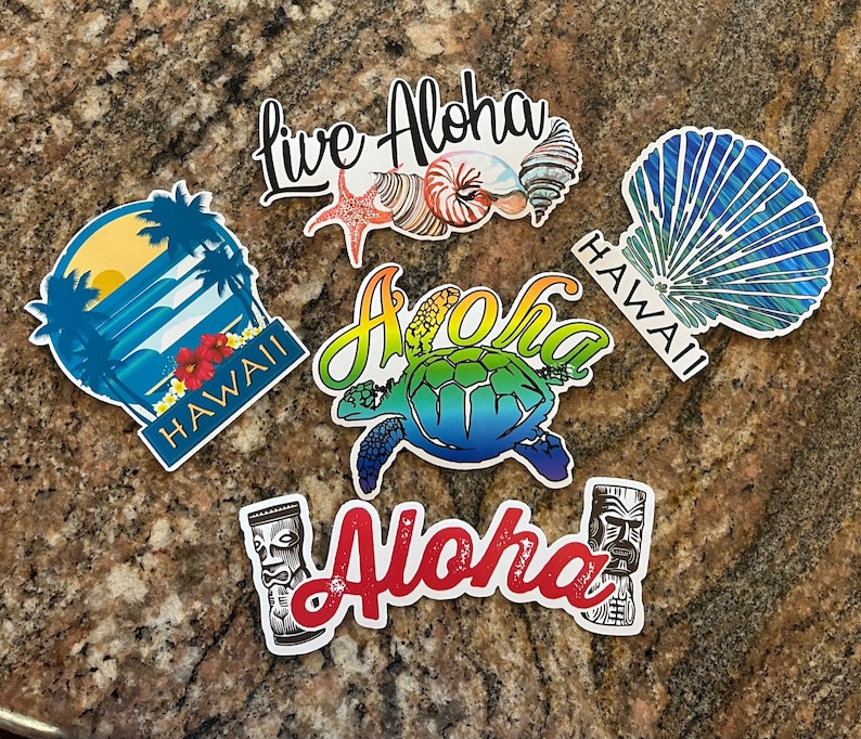 Aloha Sticker Pack - Surf Hawaii Aloha Shaka Ohana Islands Waves Sea ...