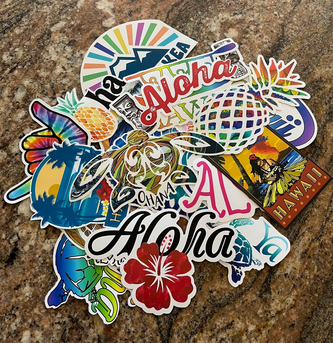Aloha Sticker Pack - Surf Hawaii Aloha Shaka Ohana Islands Waves Sea ...