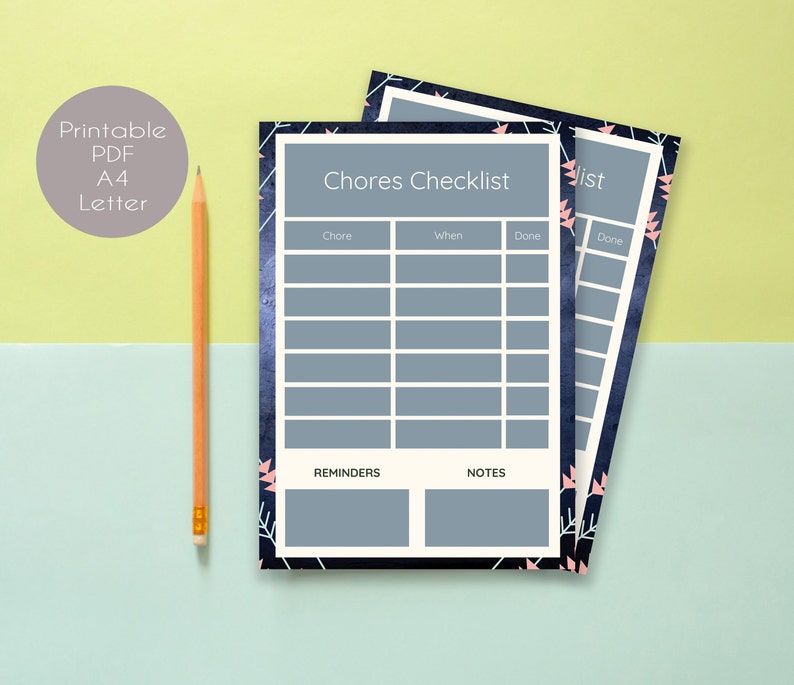 Chores Chart Daily Task List Printable Checklist - Etsy