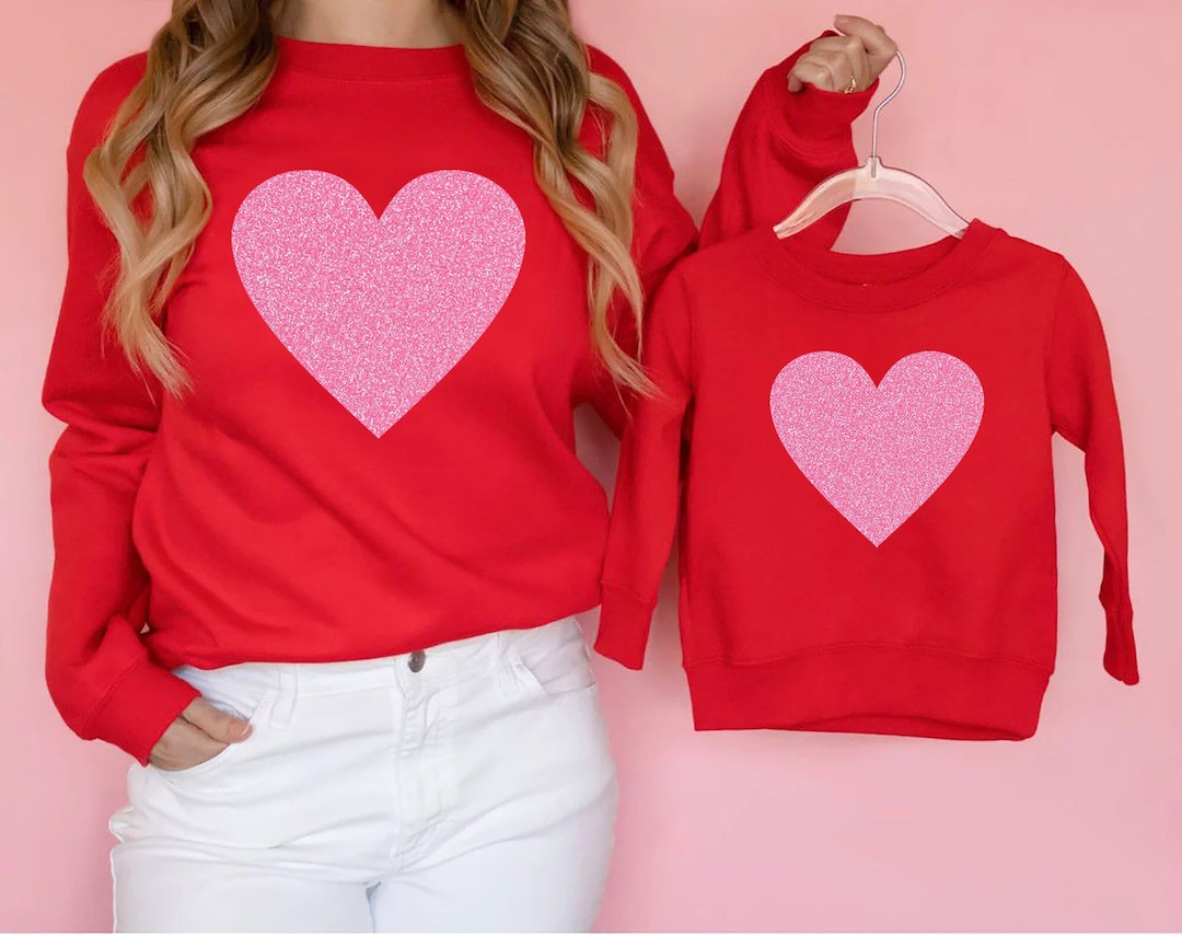 Heart Valentine's Sweater, Glitter Valentine's, Pink Glitter Sweaters ...