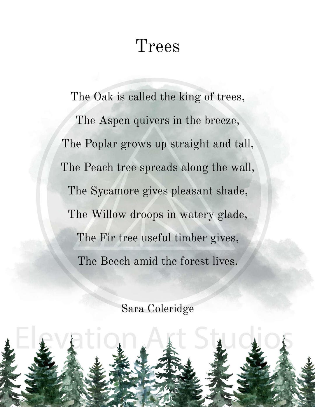 Trees Poem by Sara Coleridge Homeschool Downloadable Printable With ...