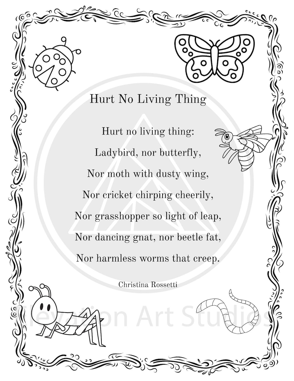 Hurt No Living Things Poem Homeschool Downloadable Printable With ...