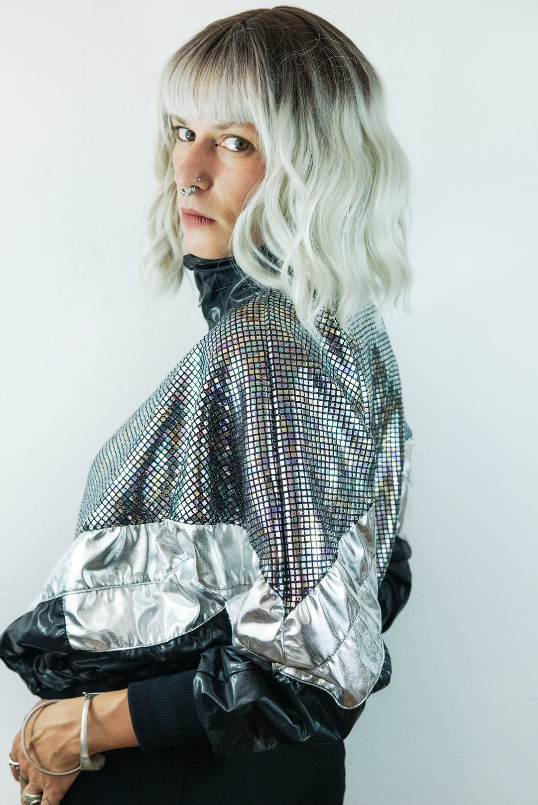 Jacket, Bomber Reflective Jacket 80's Inspired, Snake Pattern Unique ...