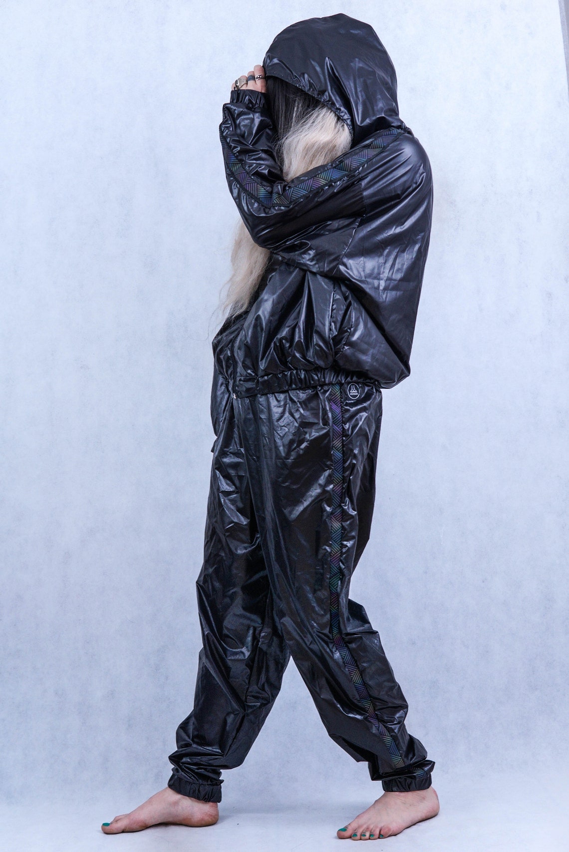 Sweatpants Pants Shiny Polyester Rave Party Music - Etsy