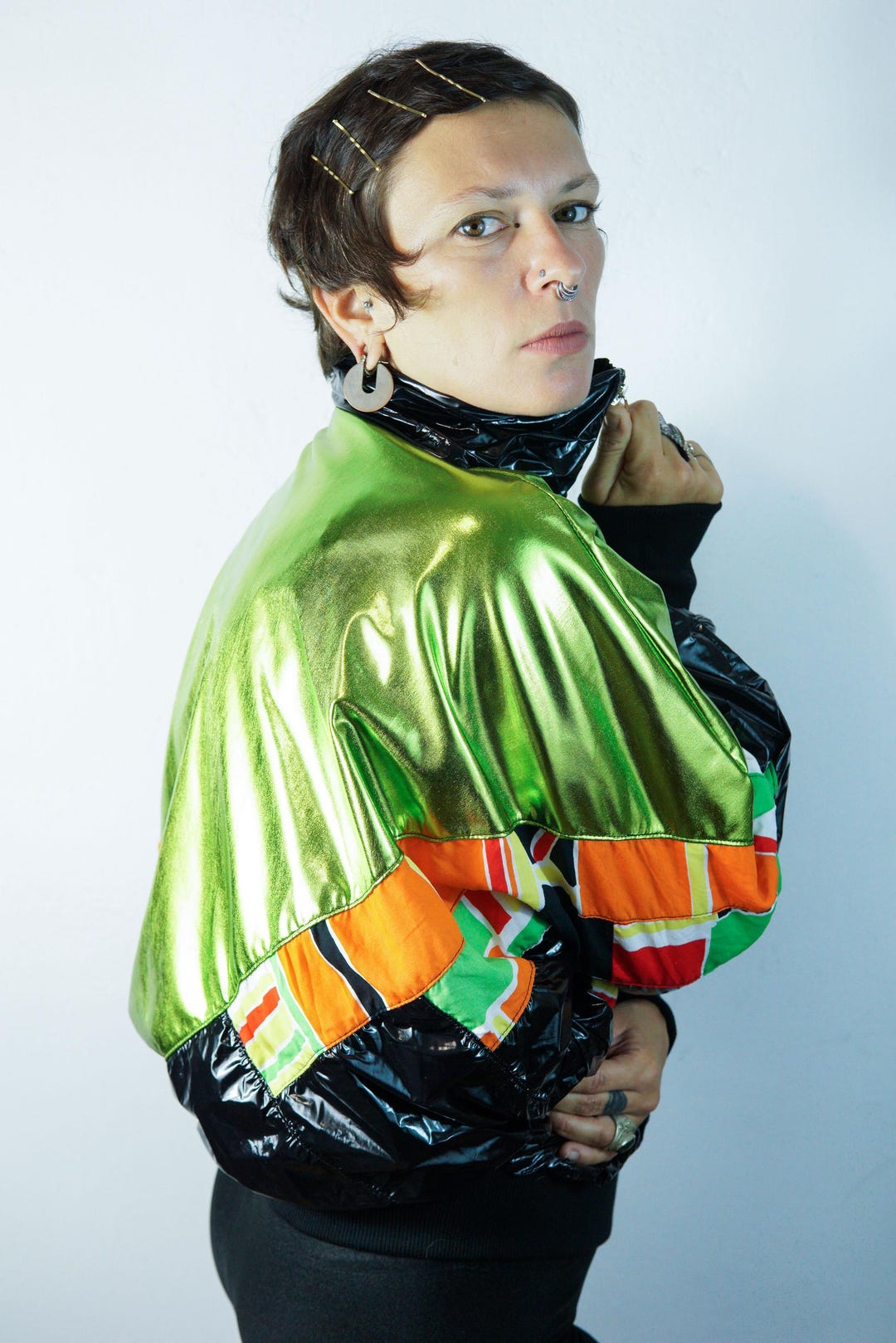 Jacket, Reflective Bomber Jacket 80's Inspired, Outwear, Unique Disco ...
