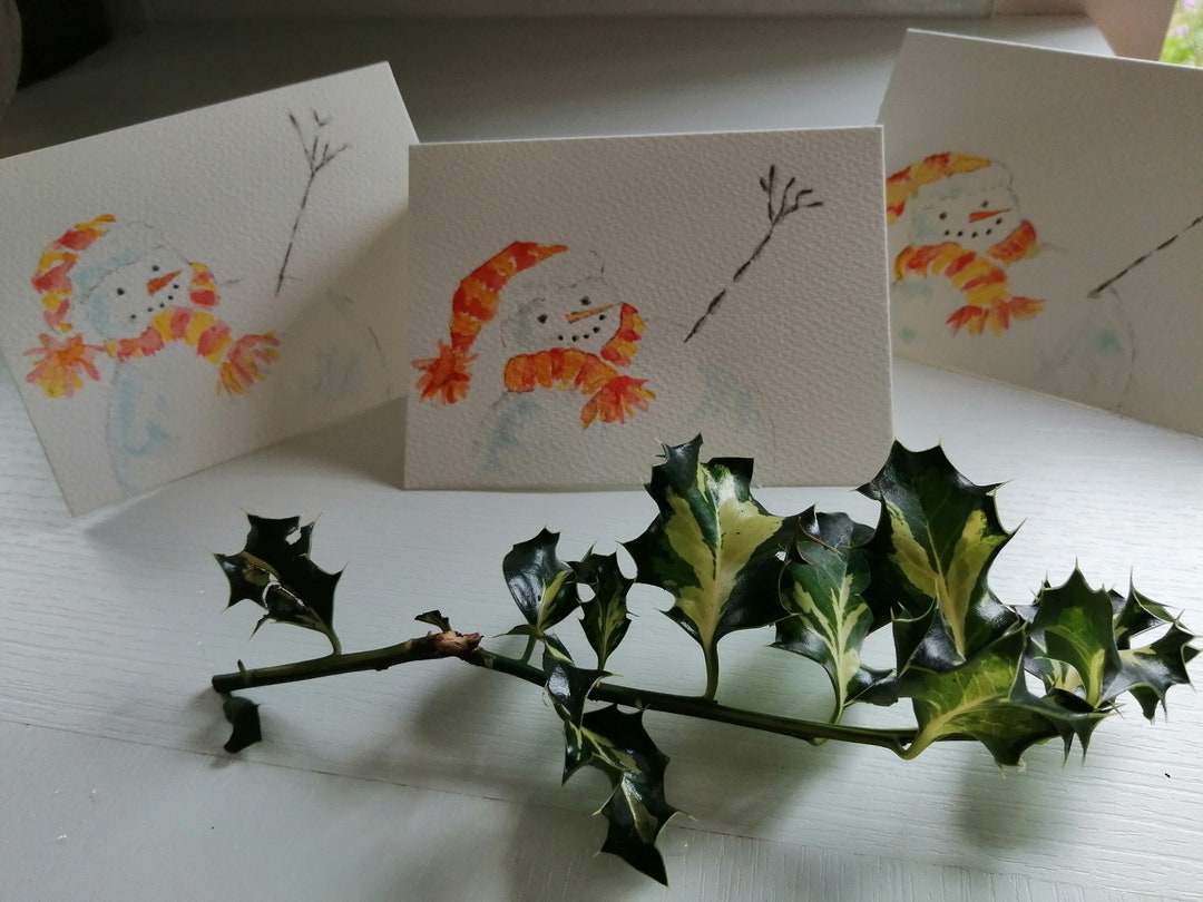 4 One-off Christmas Cards... Send a Jolly Snowman Bearing Happy ...