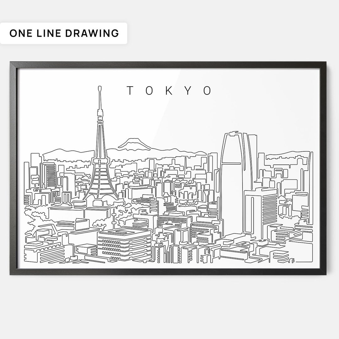 Framed Tokyo Japan Wall Art Tokyo Art Print With City Skyline as Single ...